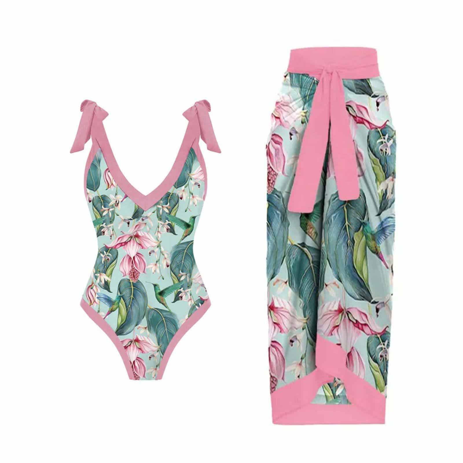 ZQGJB Sexy One Piece Tankini Swimsuit with Chiffon Wrap Around Long ...
