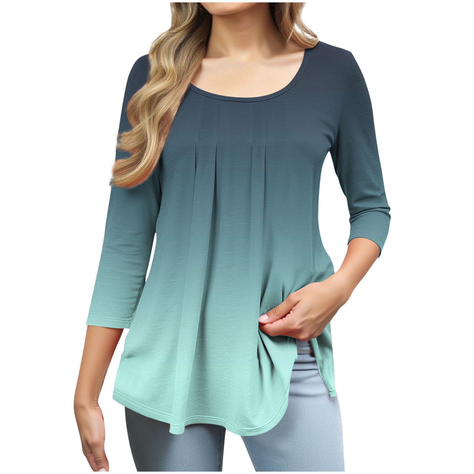 ZQGJB Summer Tunic Tops for Women Dressy Casual Tie Dye Gradient Color ...