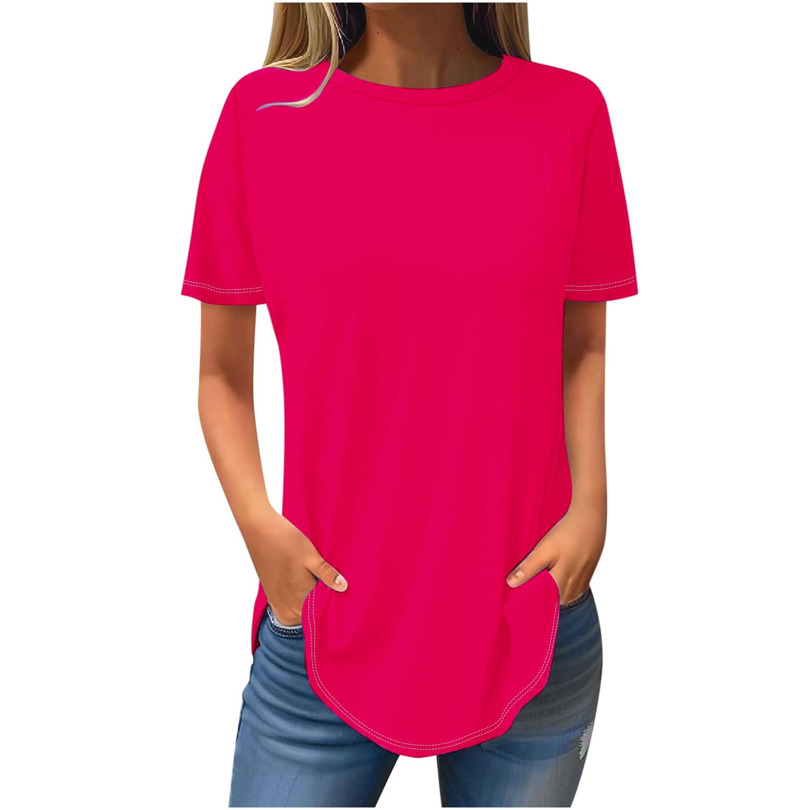 ZQGJB Tunic Tops for Women to Wear with Leggings Casual Summer Solid ...