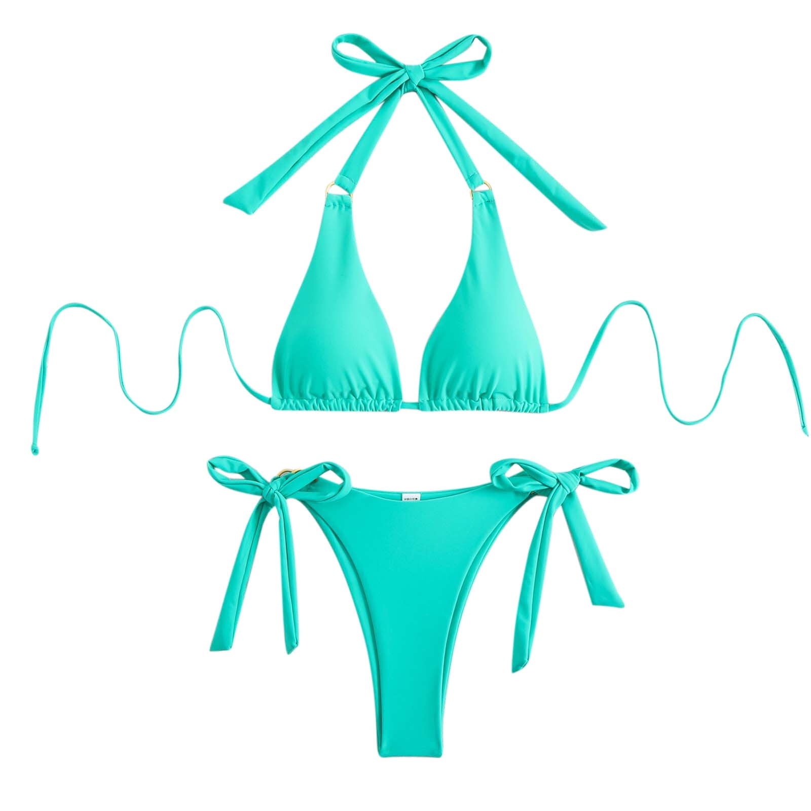 ZQGJB Women Halter Bikini Set - Adjustable Spaghetti Strappy Two Piece ...
