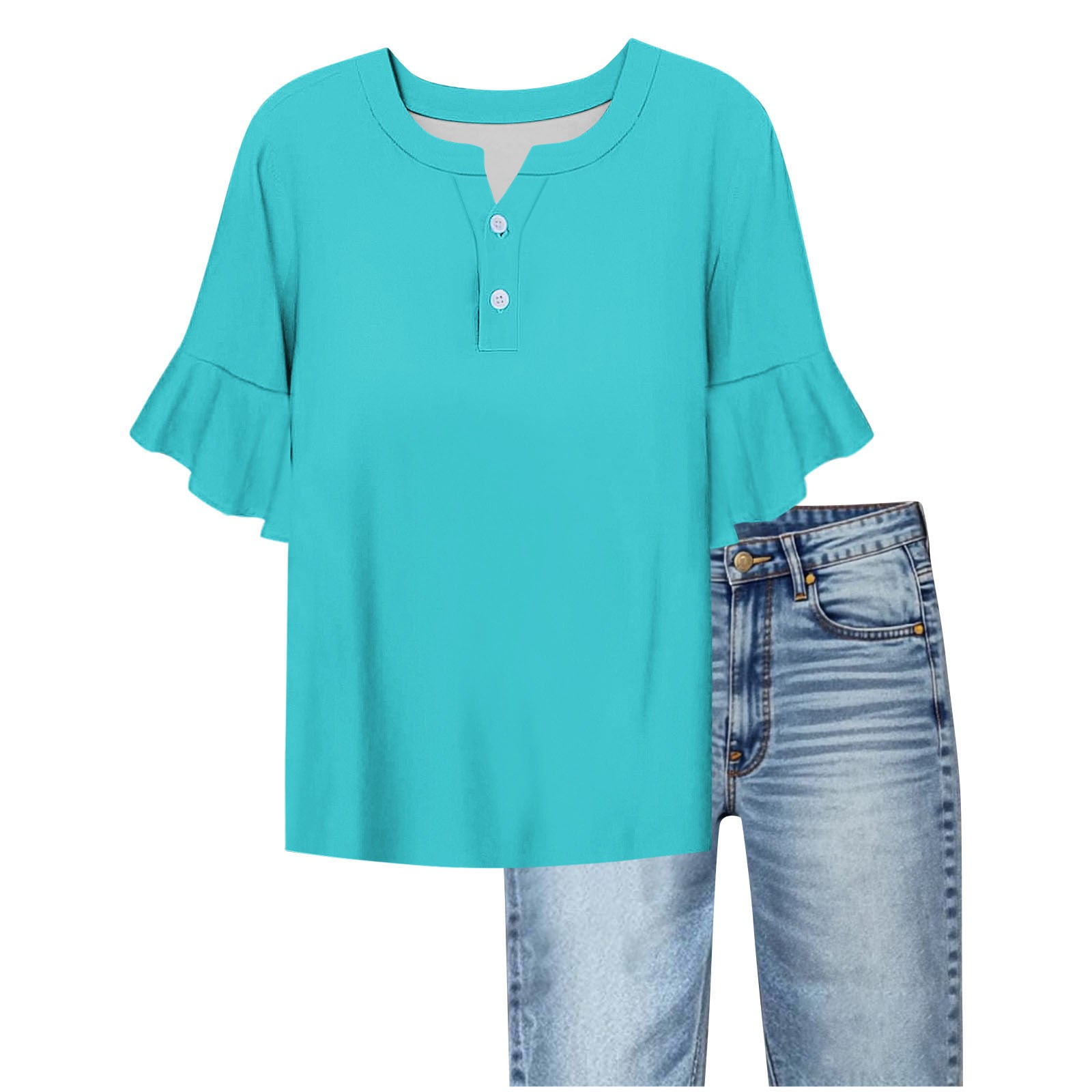 ZQGJB Women's Dressy Casual Tunic Tops Business Work Blouses Bell Short ...