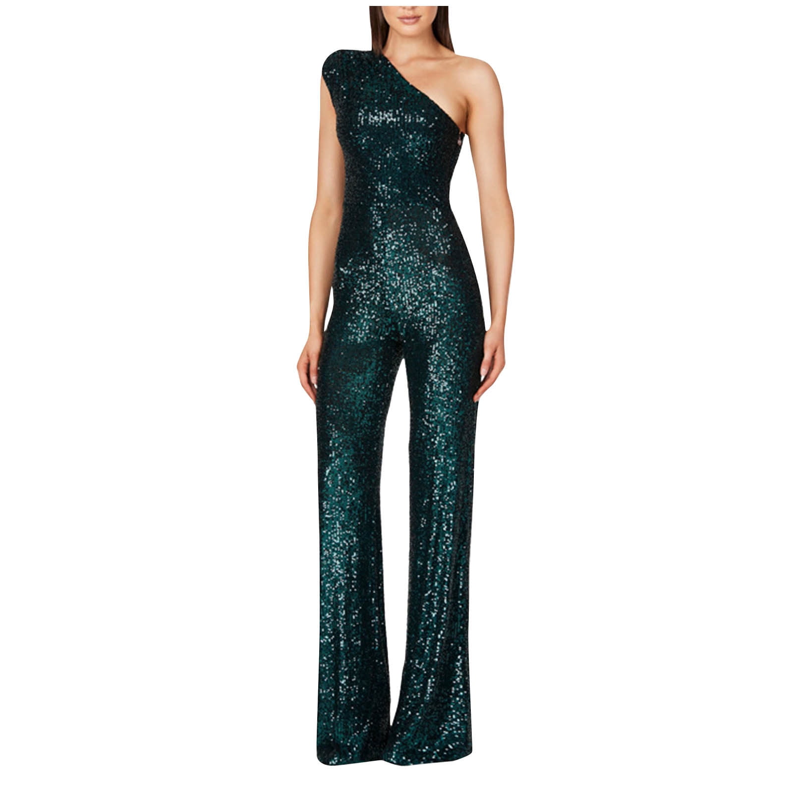 ZQGJB Women's Evening Sparkly Jumpsuits Strapless Off Shoulder ...