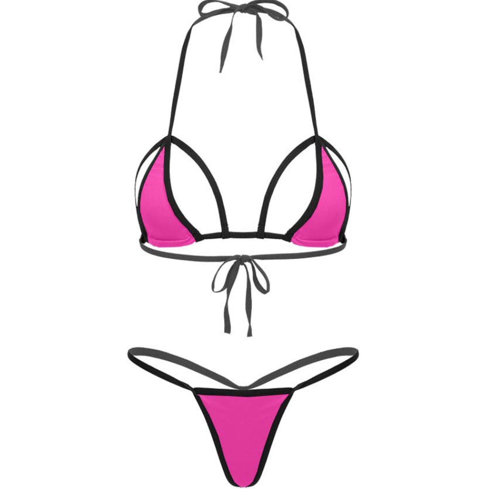 ZQGJB Women’s Sheer Extreme Swimsuit Bikini Sexy Halterneck Top and Tie ...