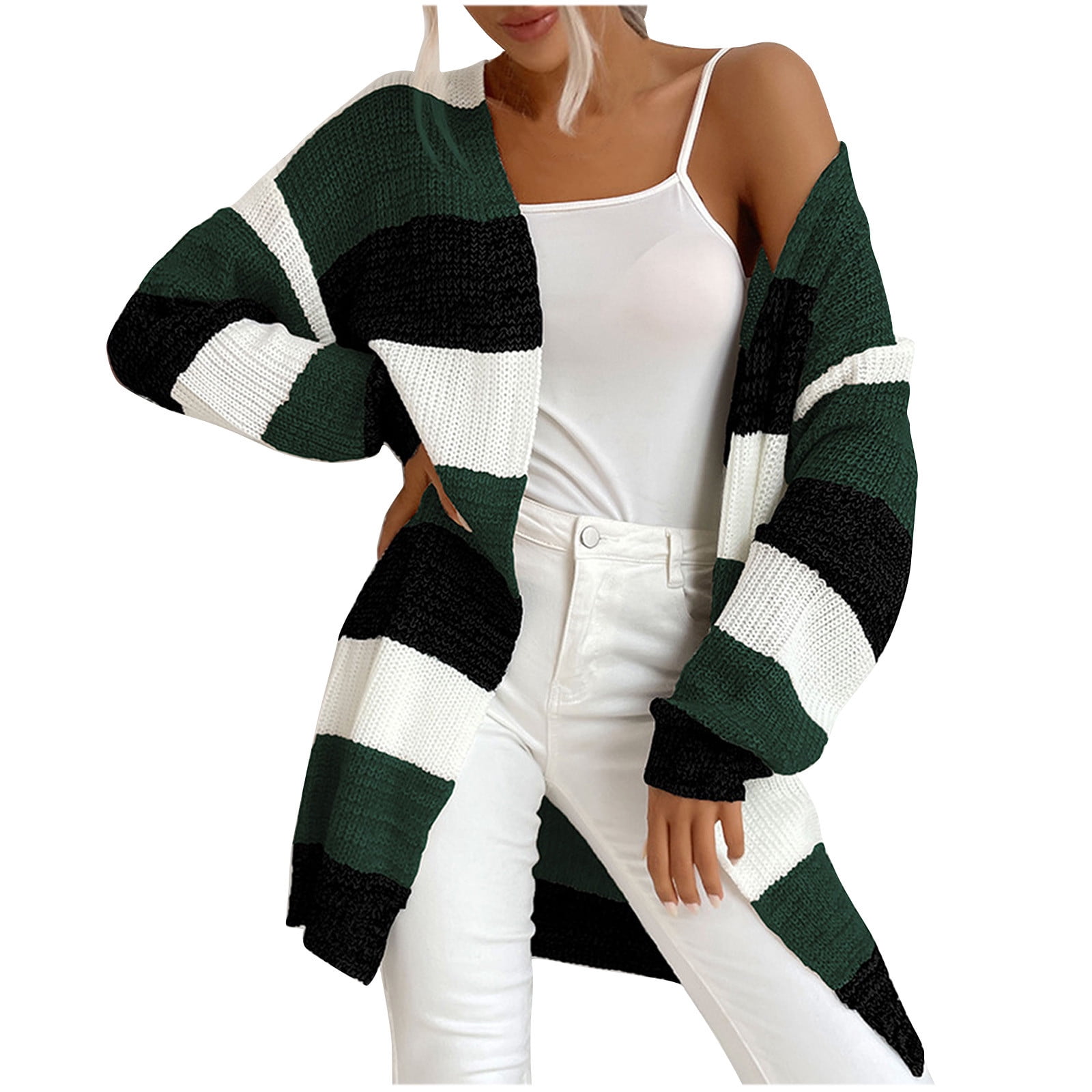 ZQGJB Womens 2024 Striped Color Block Print Long Sleeve Slouchy Soft ...
