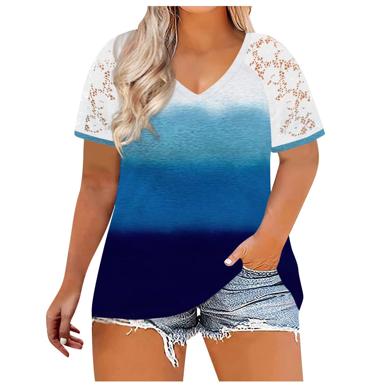 ZQGJB Womens Plus Size Tops Short Sleeve Casual Tie Dye Gradient Print ... ZQGJB Womens Plus Size Tops Short Sleeve Casual Tie Dye Gradient Print ...