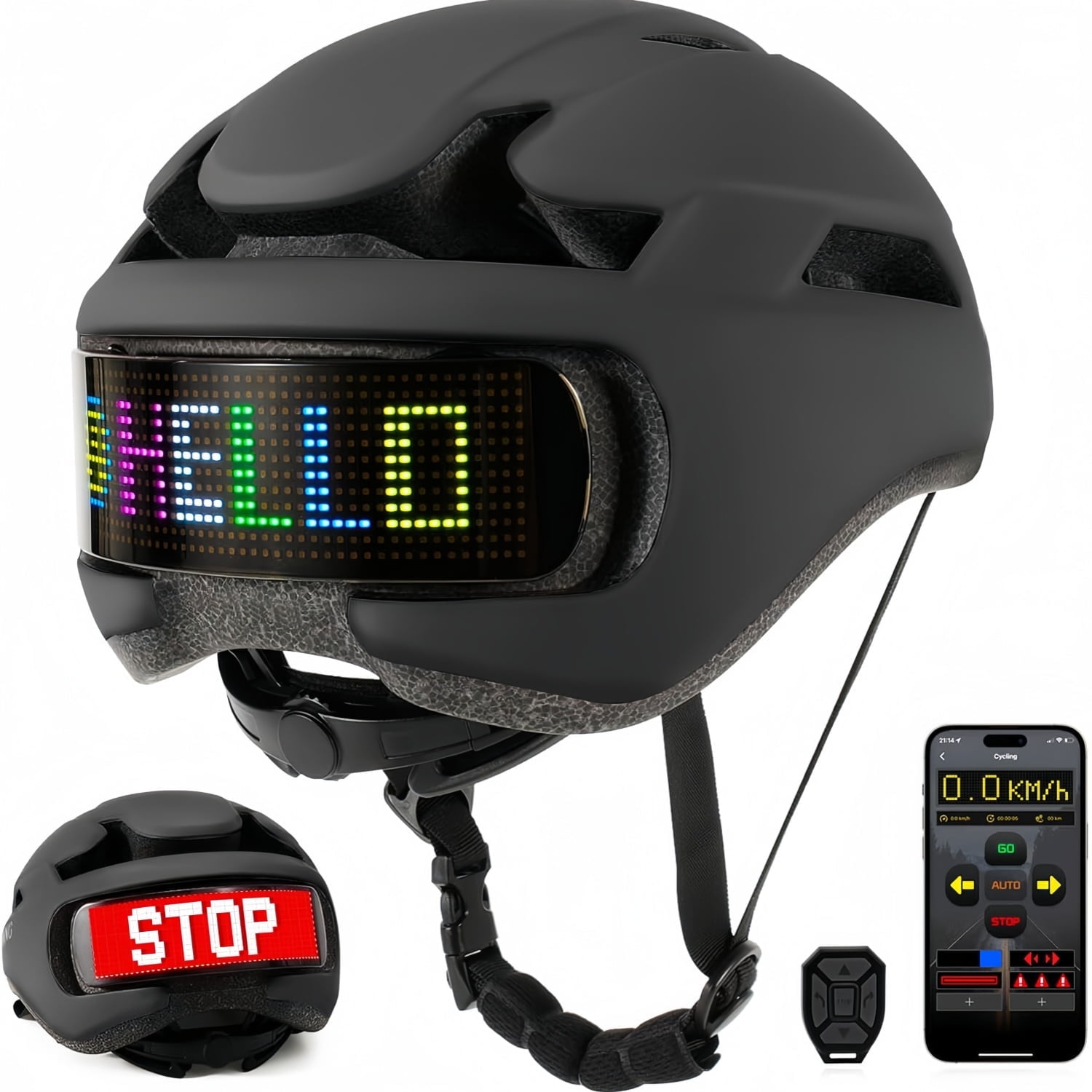 ZQO Smart Bike Helmet with LED Display, Backlight Mountain Helmet with ...