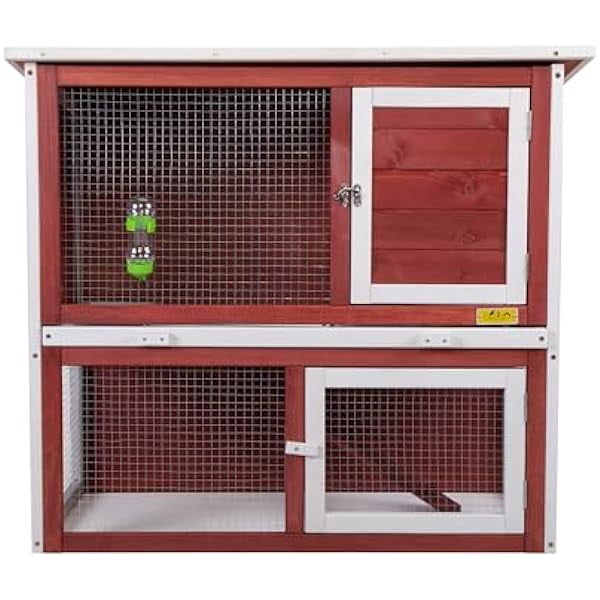 ZQRPCA Wooden 35" Small Rabbit Hutch Indoor & Outdoor, Bunny Run Cage ...