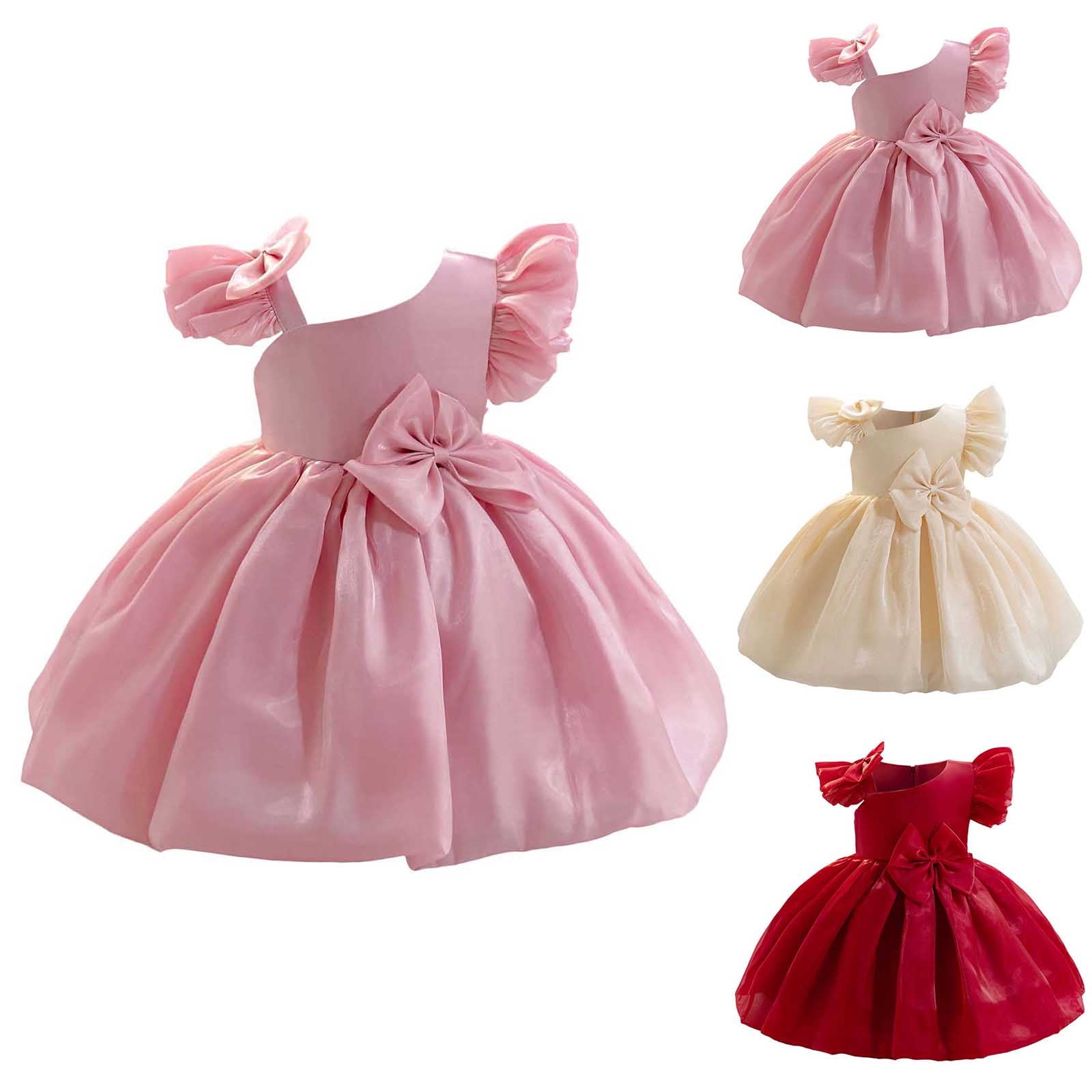 ZQUUVOU Elegant Satin Flower Girl Dresses for Wedding Formal Bow Tie ...