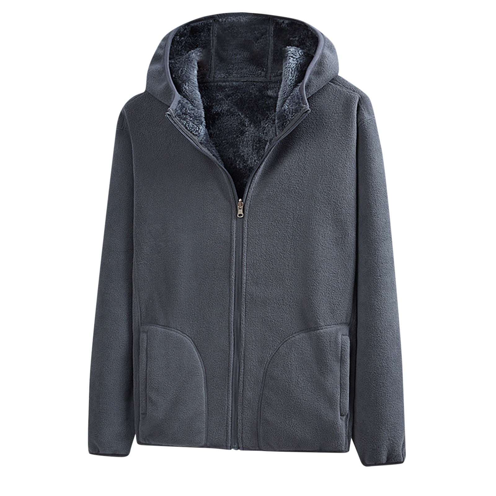 ZQUUVOU Men's Polar Fleece Jacket Warm Full Zip Up Hood Thick Sherpa ...