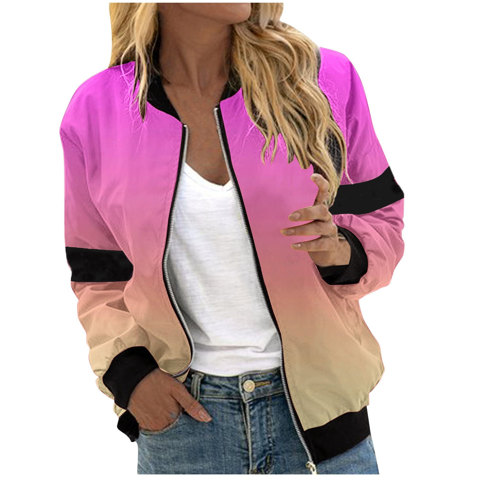 ZQUUVOU Women's Casual Lightweight Jackets Zip Up Spring Jacket ...