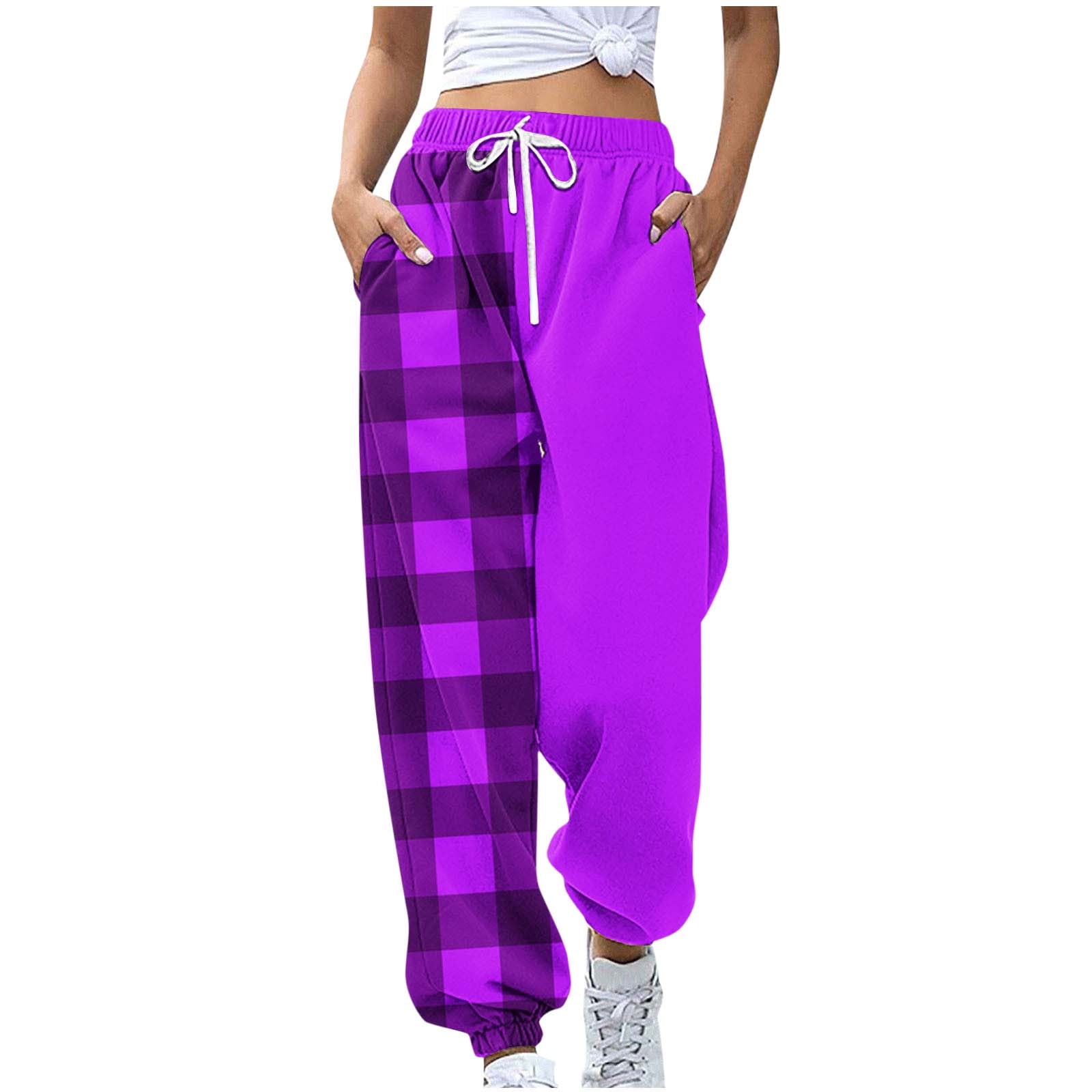 ZQUUVOU Women's Cinch Bottom Sweatpants Christmas Plaid Print ...