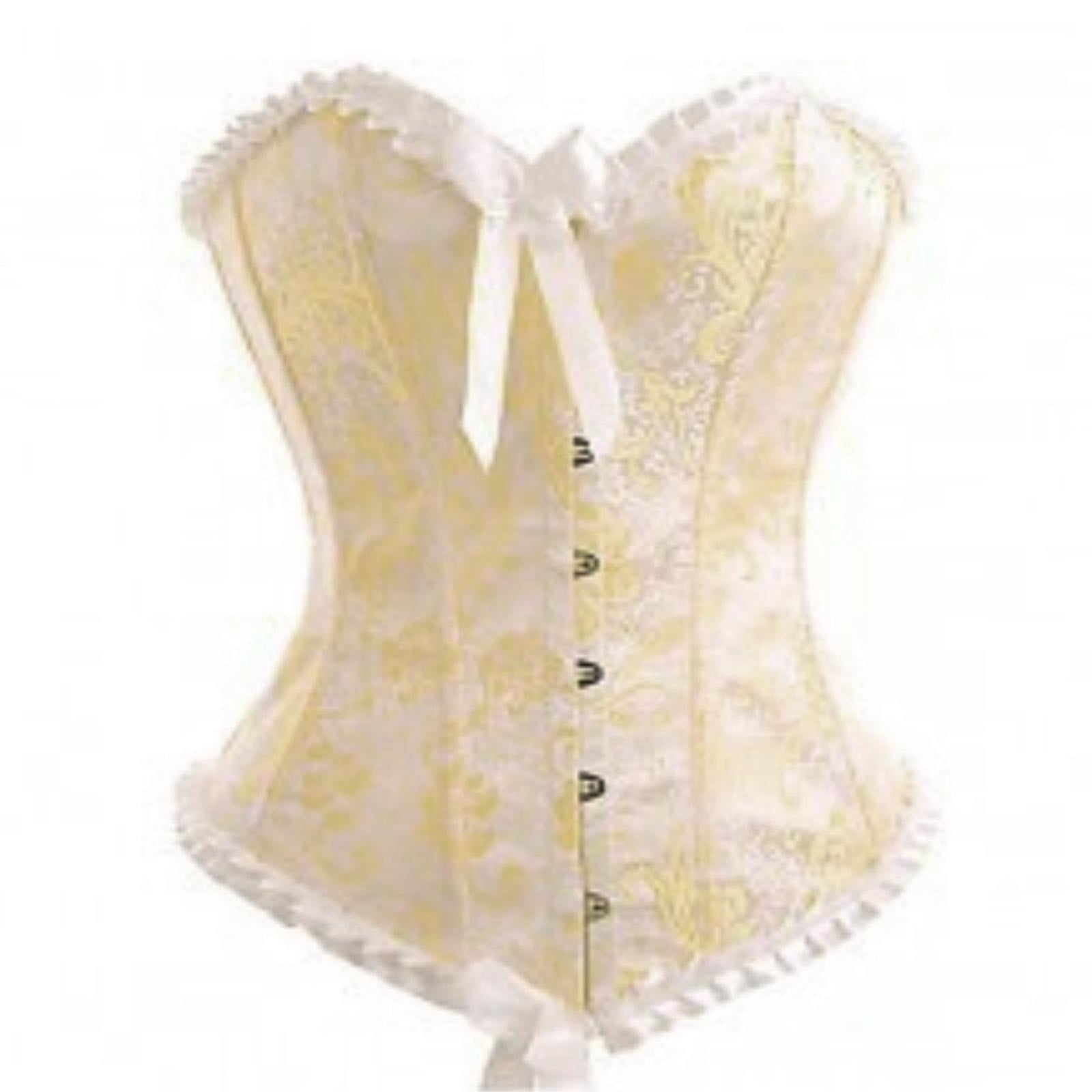 ZQUUVOU Women's Lace Up Overbust Corset Bustier Court Gel Bone Bow Cute ...