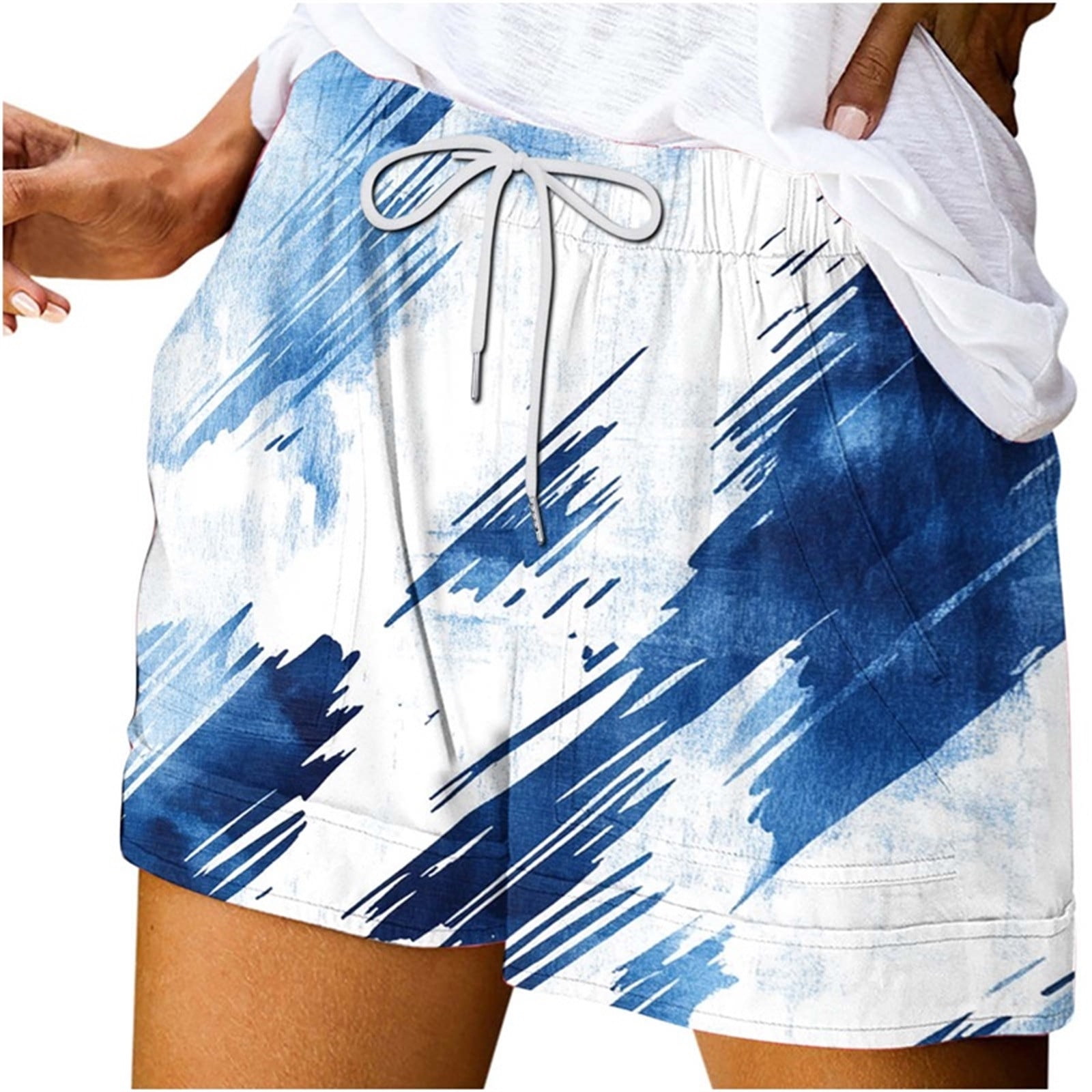 ZQUUVOU Womens Shorts Unique Watercolor Effect Adjustable Waistband Fit ...