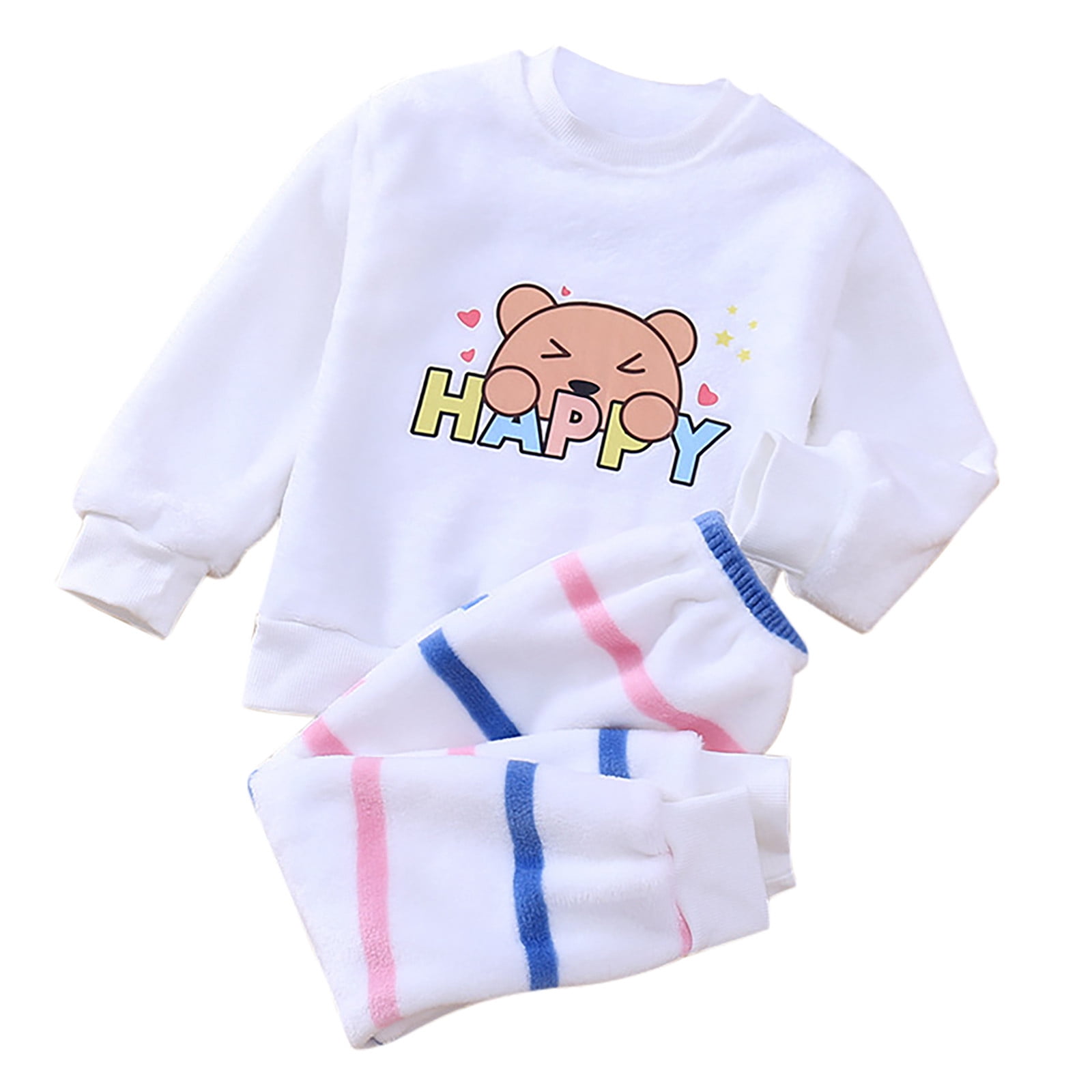 ZRBYWB 2 Piece Toddler Boy Girl Outfits Winter Pajama Set Warm Flannel ...