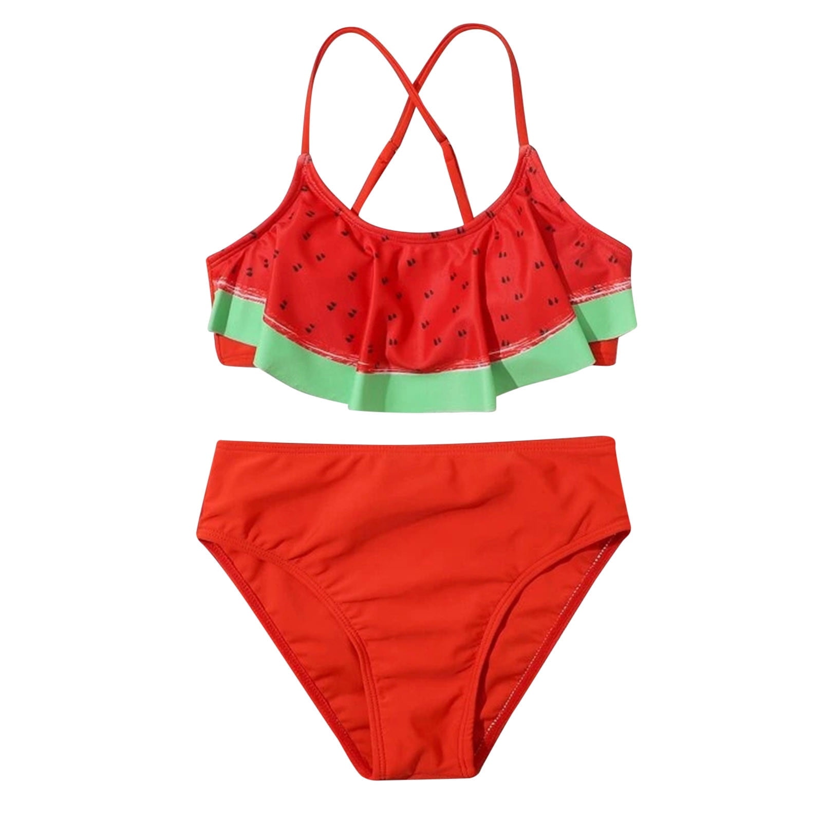 Zrbywb Girls Swimsuit Girls Summer Cute Crisscross Small Watermelon 6257