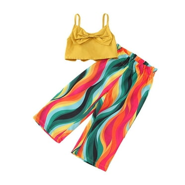 TAIAOJING Toddler Kids Girls Summer Clothes Solid Short Sleeve Coat Suit Camisole Crop Tops ...