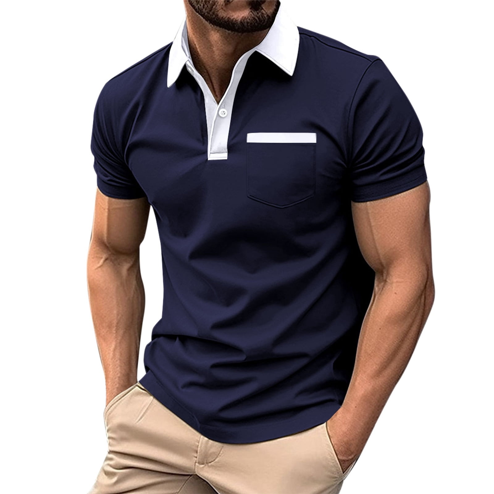 ZRBYWB Men's Fashion Polo Shirts Male All Seasons Leisure Fashion ...