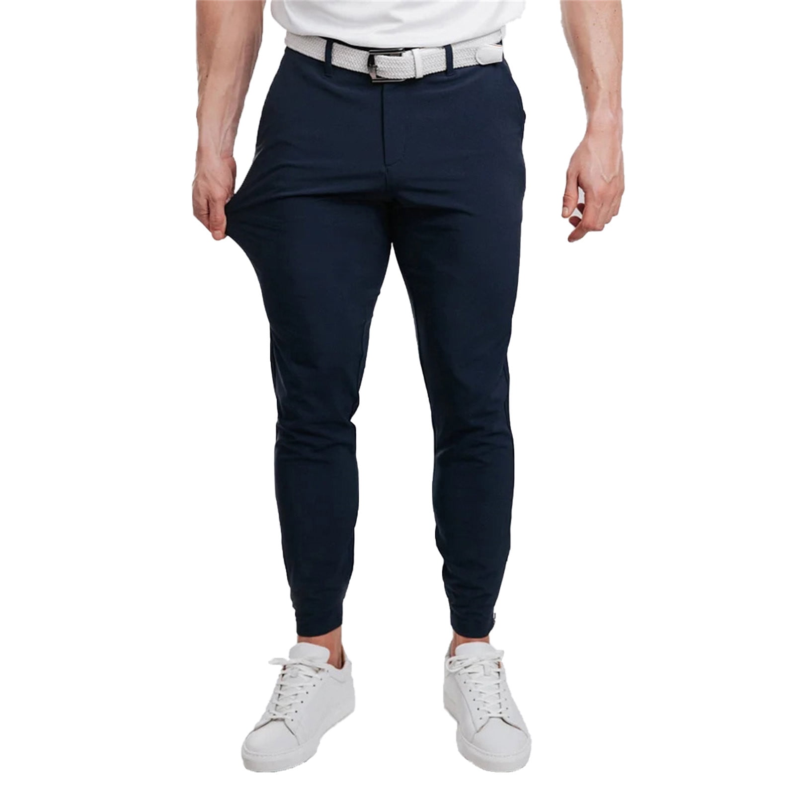 ZRBYWB Men's Pants Men Solid Color Tight Pocket Zipper Business Casual ...