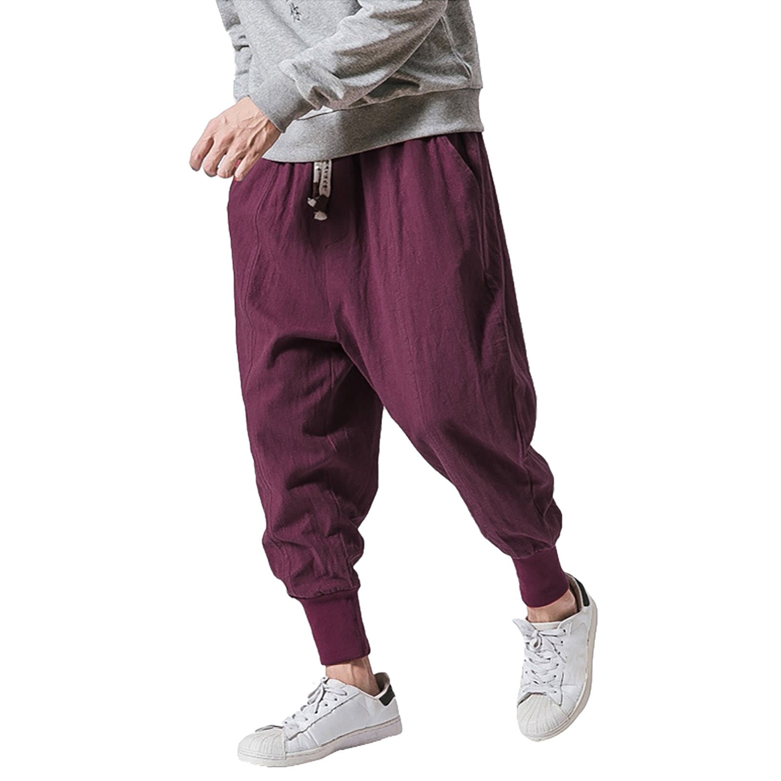 ZRBYWB Men's Pants Mens Casual Leggings Japanese Retro Style Loose ...