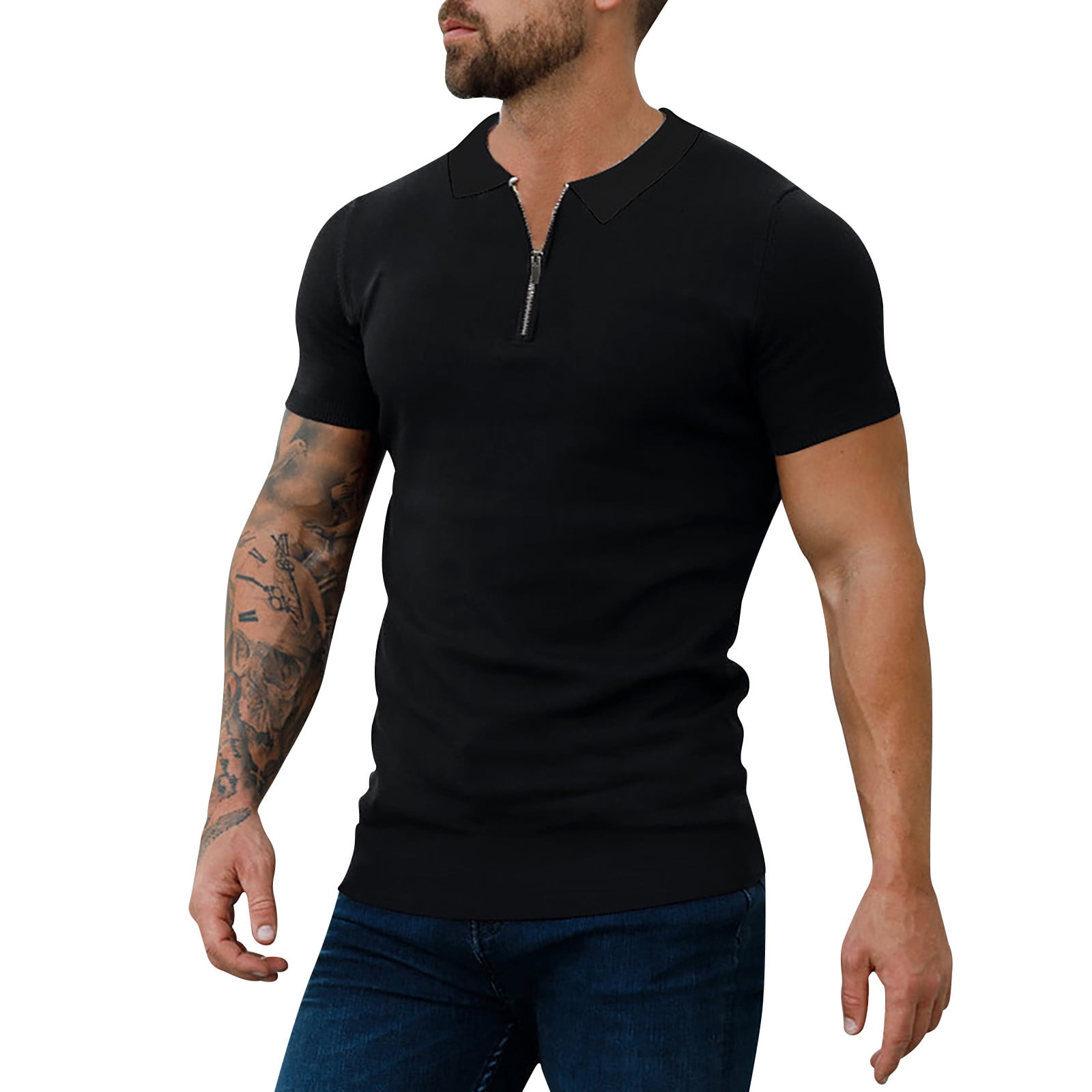 ZRBYWB Mens Shirts Men's Turn Down Collar Shirts Slim Fit Short Sleeve ...