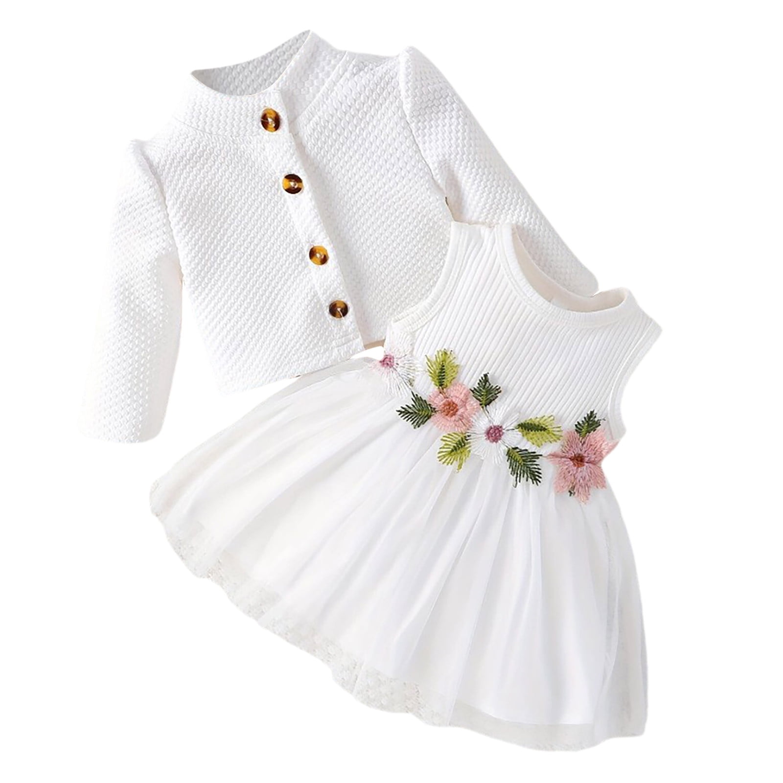 ZRBYWB Toddler Girl Outfits Winter Coat Kids Tops Flowers Button Warm ...