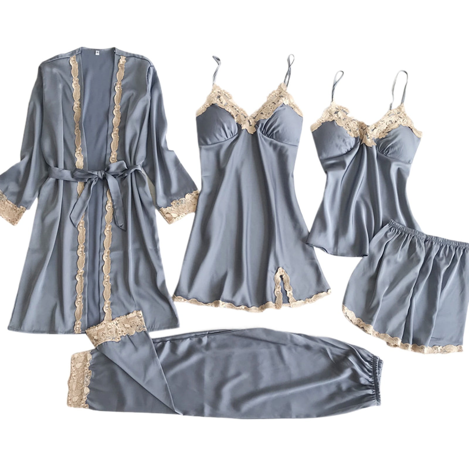 ZRBYWB Women Pajamas Set Women Silk Sling Sleeping Loose Comfortable ...