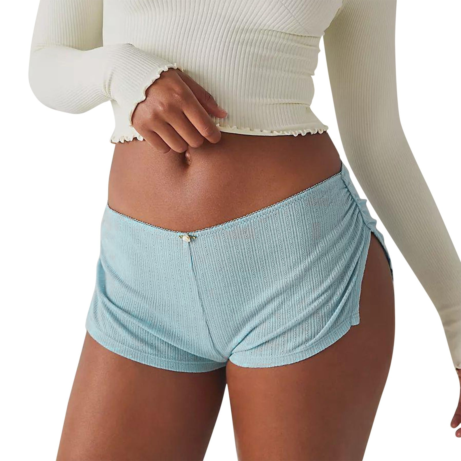 ZRBYWB Women's Shorts Sexy Micro Shorts For Women Low Waist Side Slit Mini Boy Shorts Slim ...