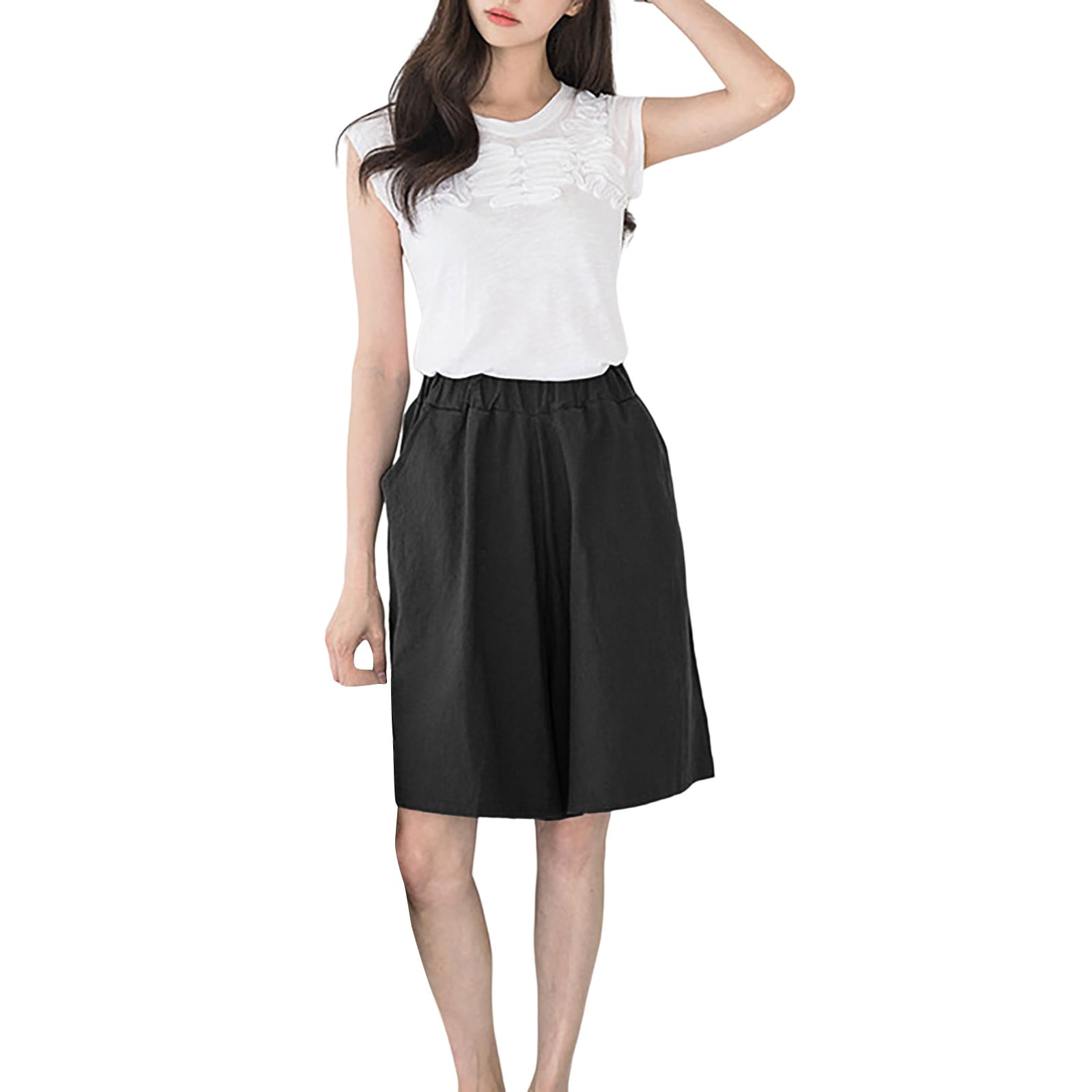 ZRBYWB Women's Shorts Women Summer Cotton Linen Large Size Loose ...