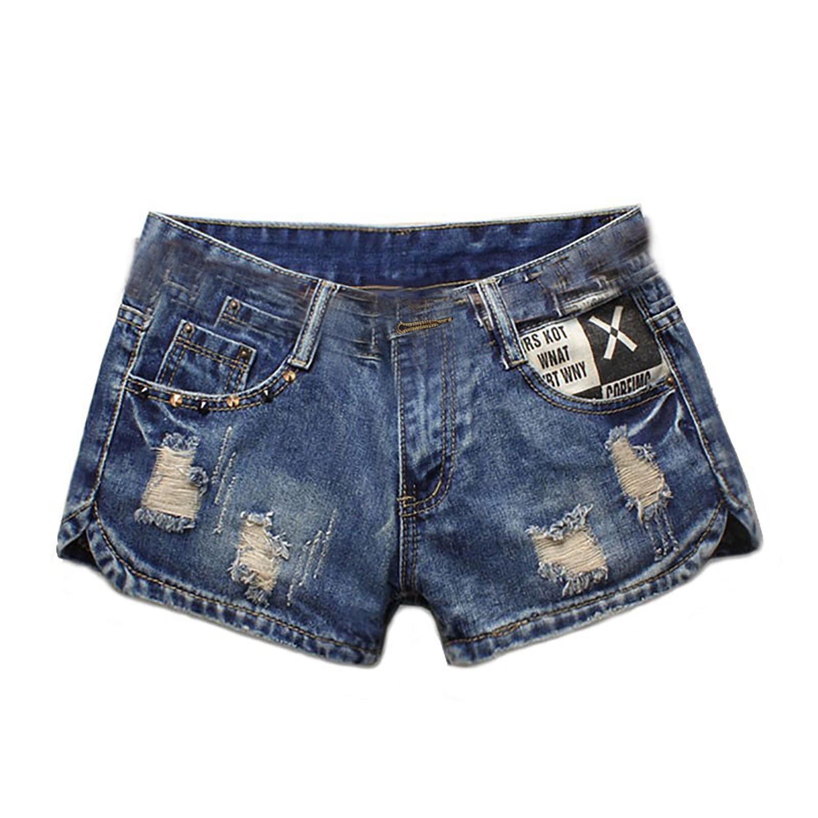 ZRBYWB Womens Shorts Women Fashion Punk Large Hole Loose Slim Wide Leg ...