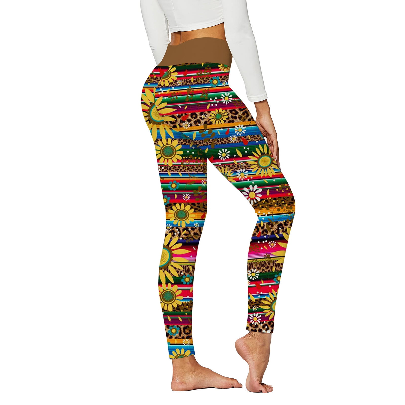 ZRBYWB Womens Yoga Pants Ladies Tribal Style Printed Leggings High Waisted Yoga Pants Full ...