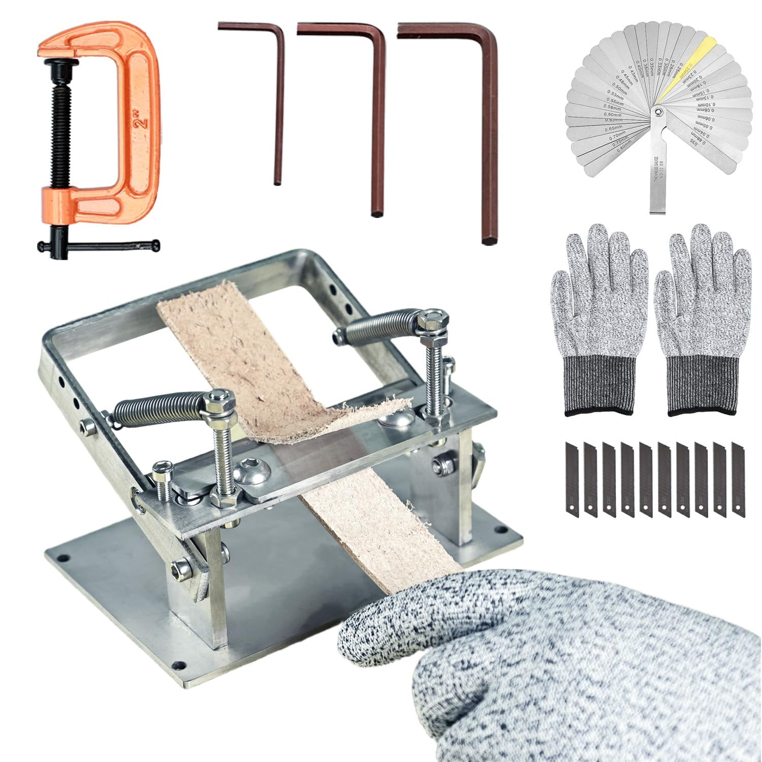 ZRD Leather Skiver Kit with Feeler Gauge, Manual Leather Working Tools ...