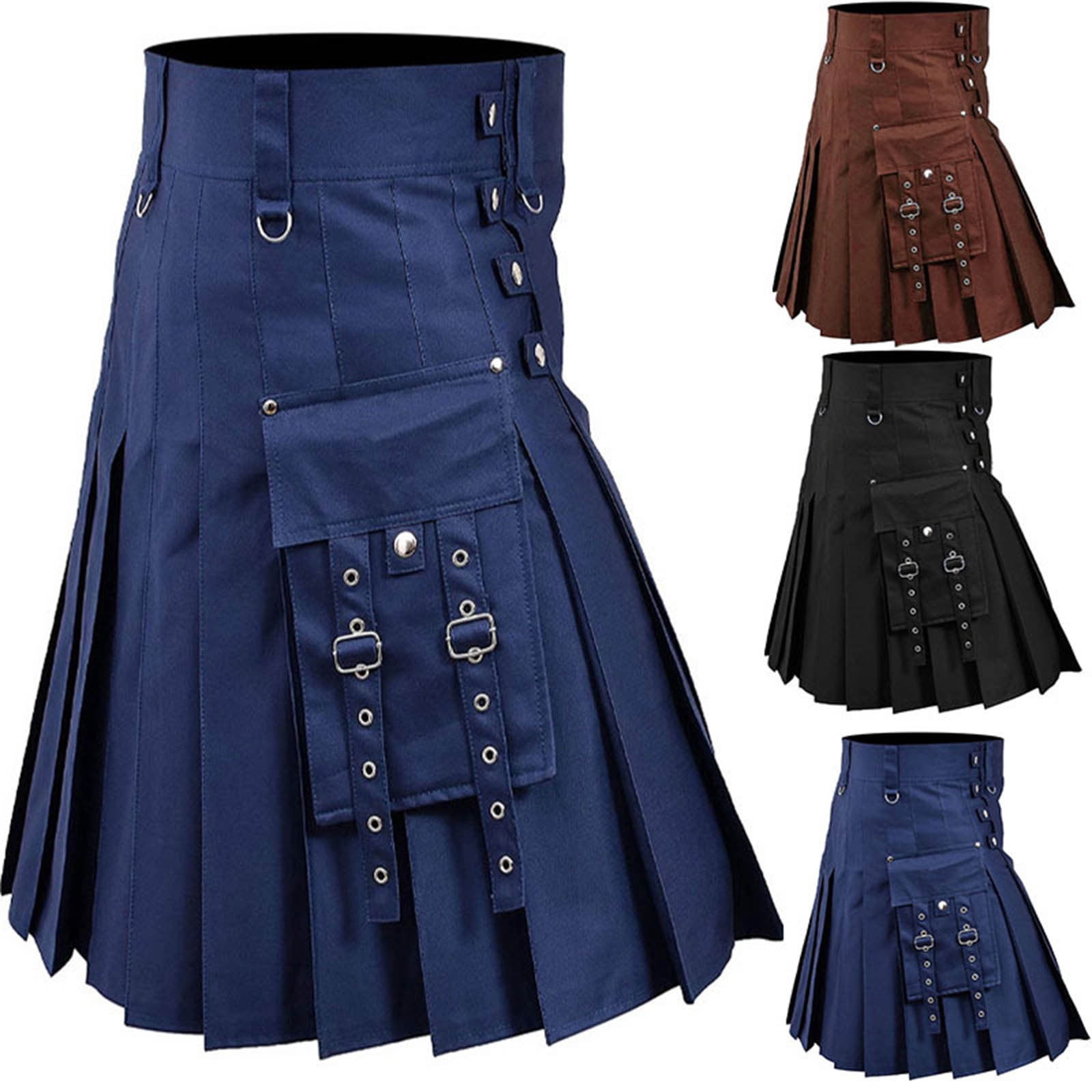 ZRGHAOYLQ Big and Tall Men's Scottish Festival Utility Kilt Medieval ...