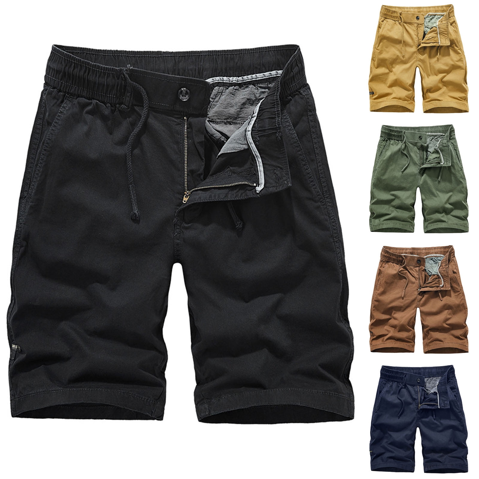 ZRGHAOYLQ Big and Tall Cotton Cargo Shorts for Men Elastic Waist ...