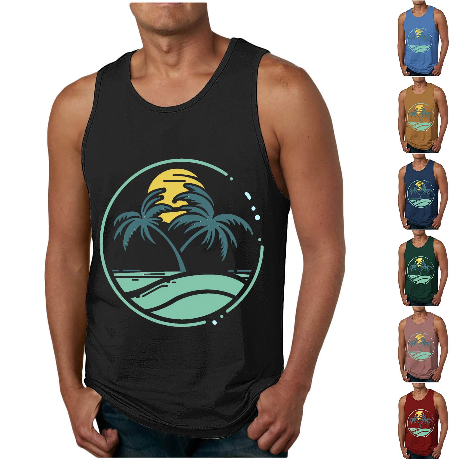 ZRGHAOYLQ Hawaiian Sleeveless Tank Tops Mens Big and Tall Cotton Tank ...