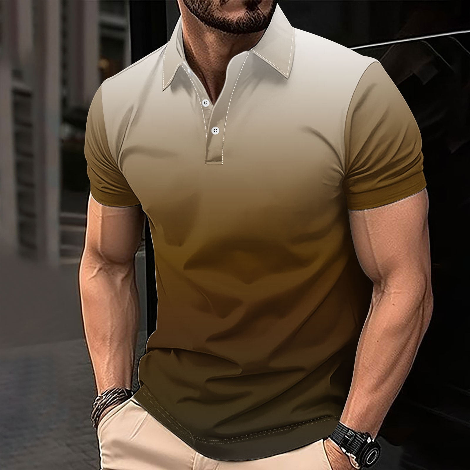 ZRGHAOYLQ Henley Business Casual Shirts for Men Plus Size Short Sleeve Tie Dye Shirt Big and ...