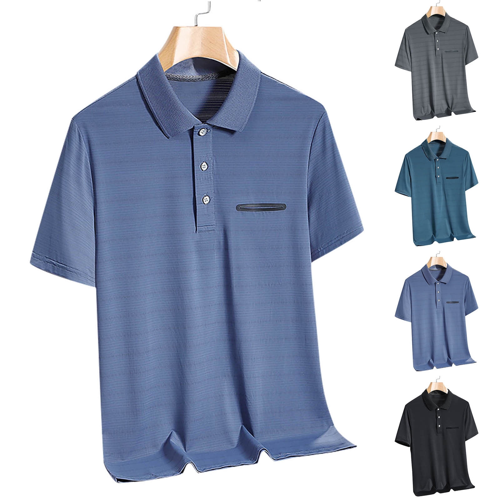 ZRGHAOYLQ Henley Golf Shirts with Collar for Men Short Sleeve Button Up ...