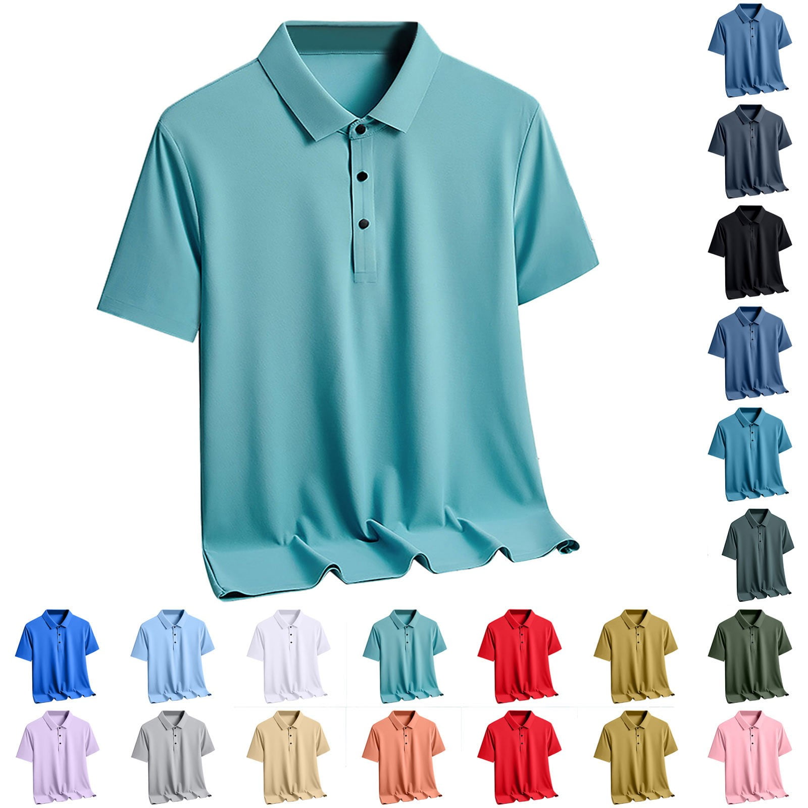 ZRGHAOYLQ Henley Golf Shirts for Men Short Sleeve Plus Size Shirt Tops ...