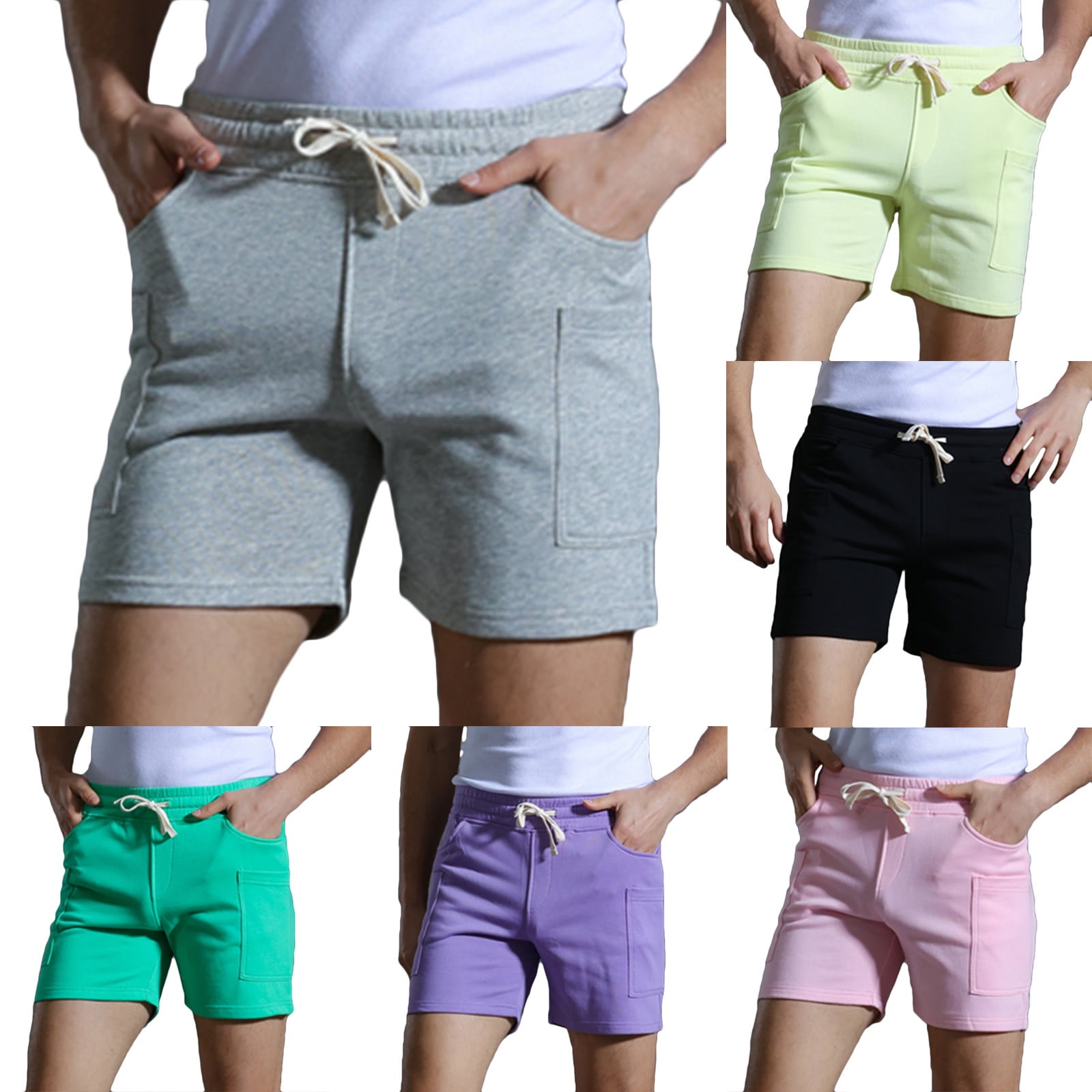 ZRGHAOYLQ Mens Plus Size Cotton Shorts for Men Elastic Waist Drawstring ...