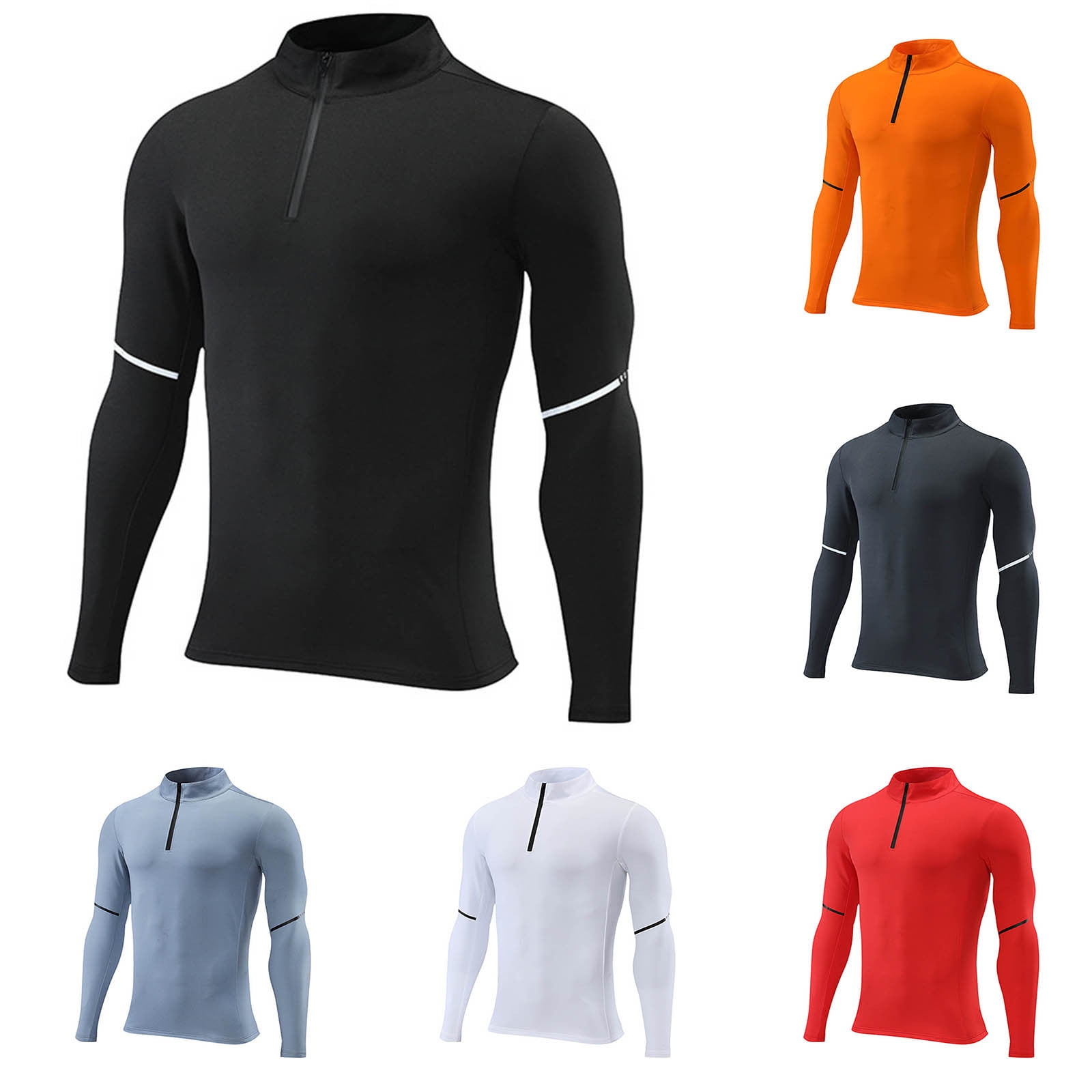 ZRGHAOYLQ Mens Quarter Zip Up Pullover Lightweight Quick Dry Mock Turtle Neck Long Sleeve T ...