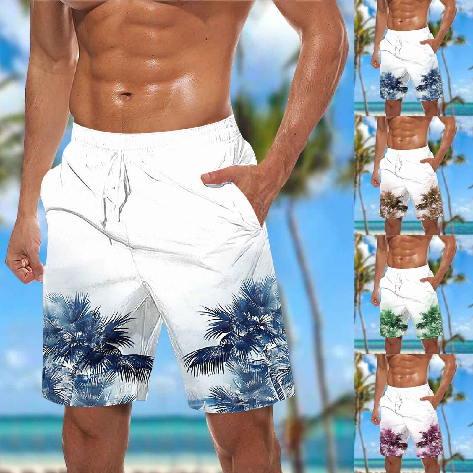 ZRGHAOYLQ Plus Size Hawaiian Shorts,Tropical Palm Tree Graphic ...