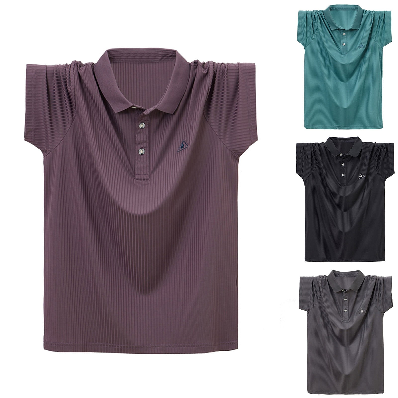 ZRGHAOYLQ Solid Color Button Up Shirts for Men Short Sleeve Plus Size ...