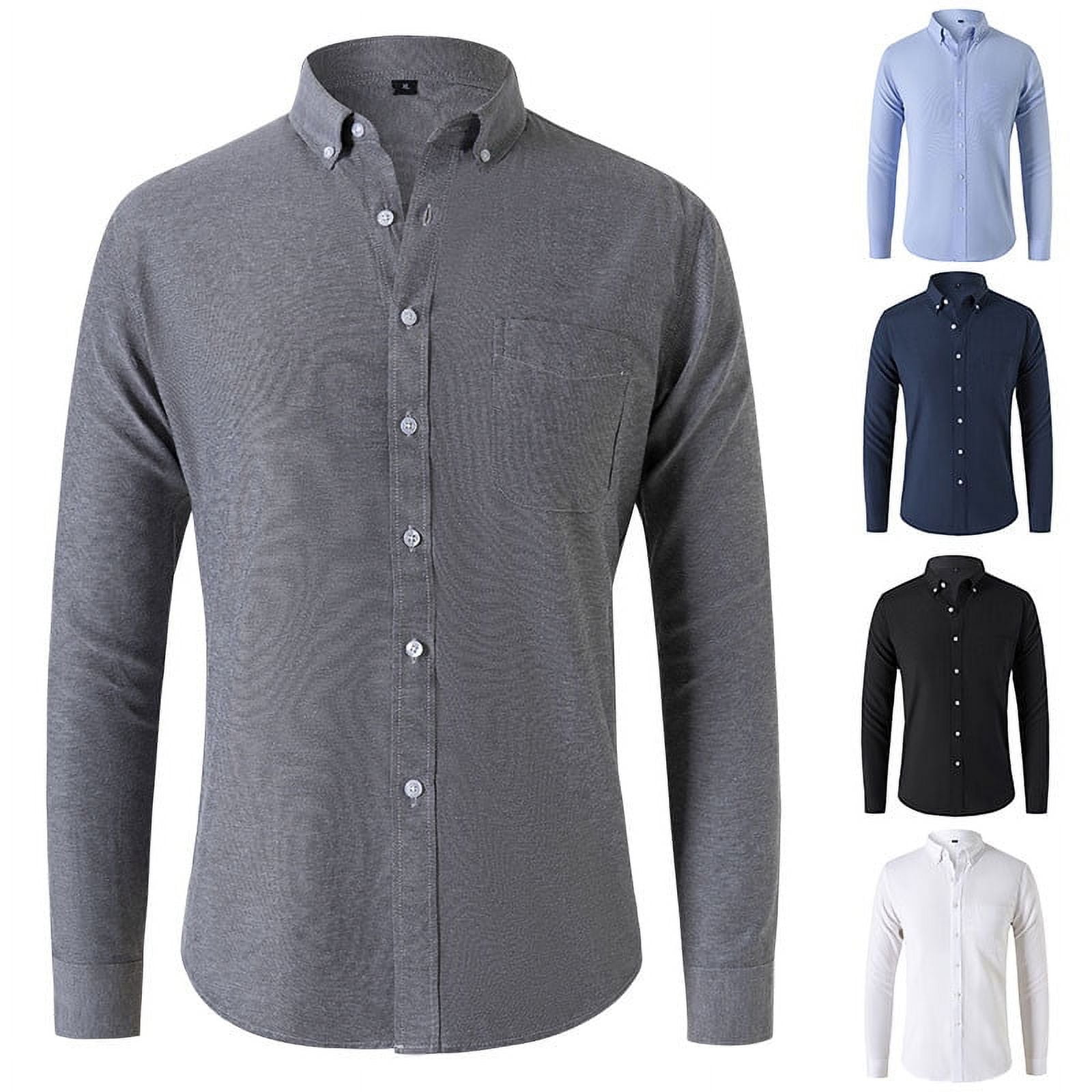 ZRGHAOYLQ Solid Formal Shirt Business Casual Button Down Shirts Mens ...