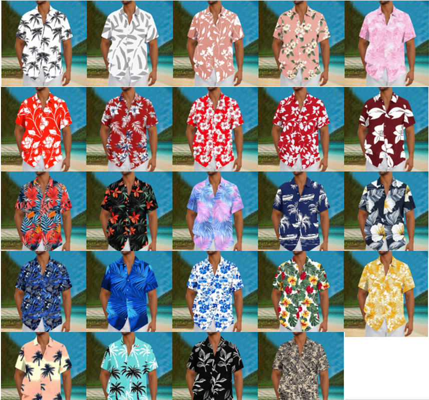 ZRGHAOYLQ Summer Beach Shirts for Men Trendy Tie Dye Palm Leaf Graphic ...