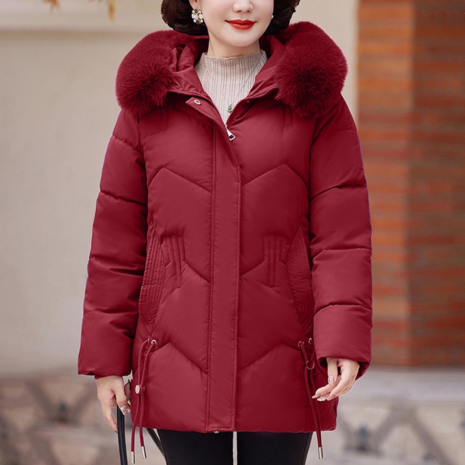 ZRGHAOYLQ Women's Winter Puffer Jacket Coat Slim Fit Padded Parkas ...