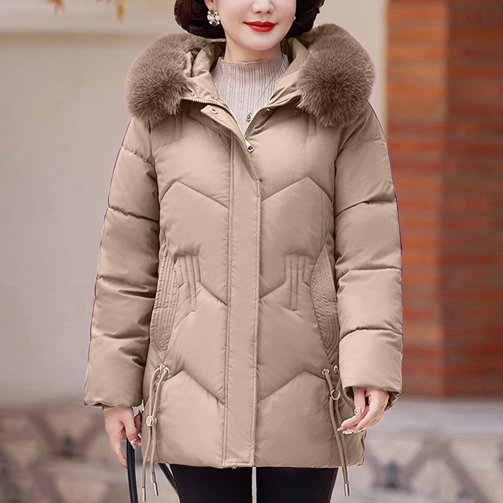 ZRGHAOYLQ Women's Winter Puffer Jacket Coat Slim Fit Padded Parkas ...
