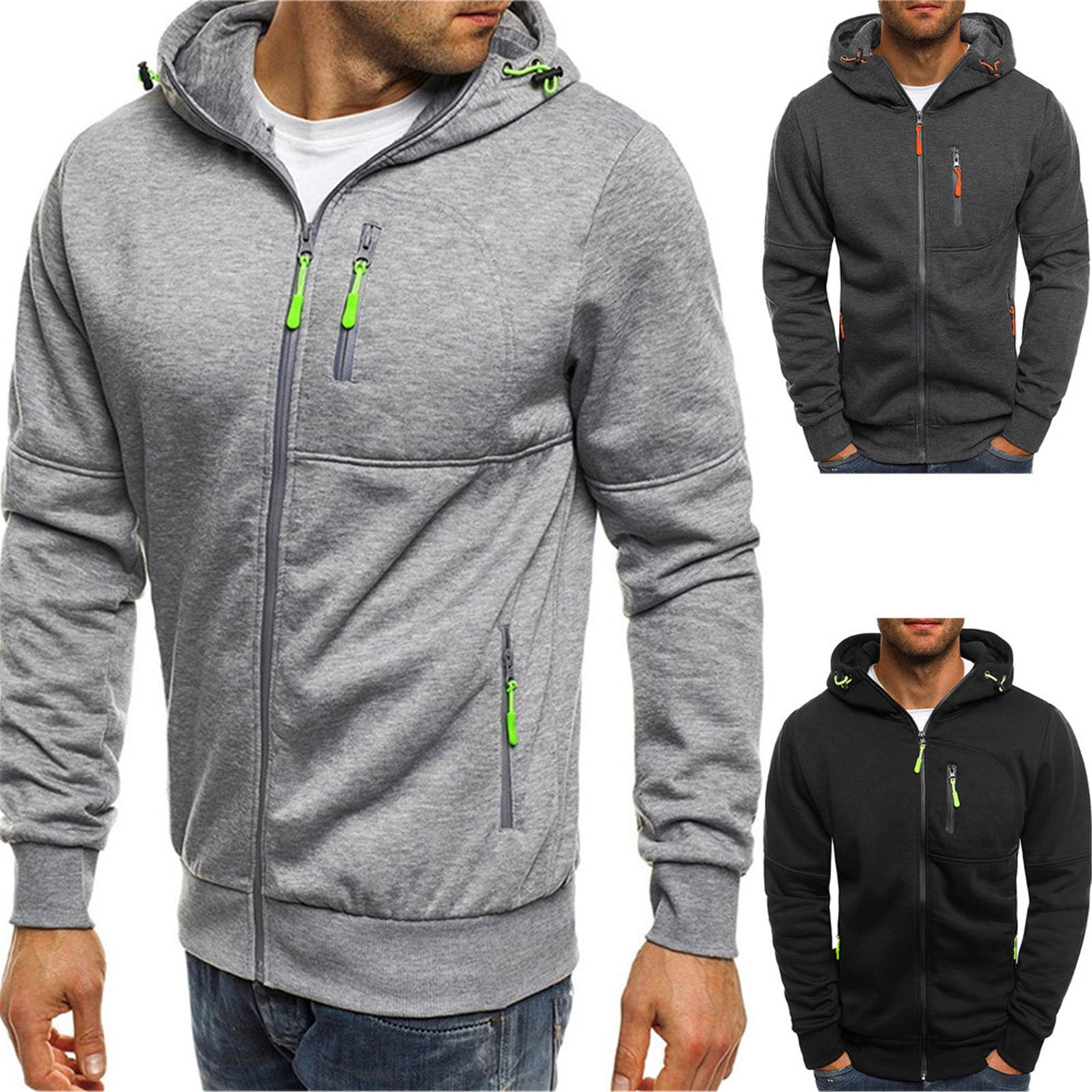 ZRGHAOYLQ Zip Up Hoodies for Men Big and Tall Casual Long Sleeve Hooded ...