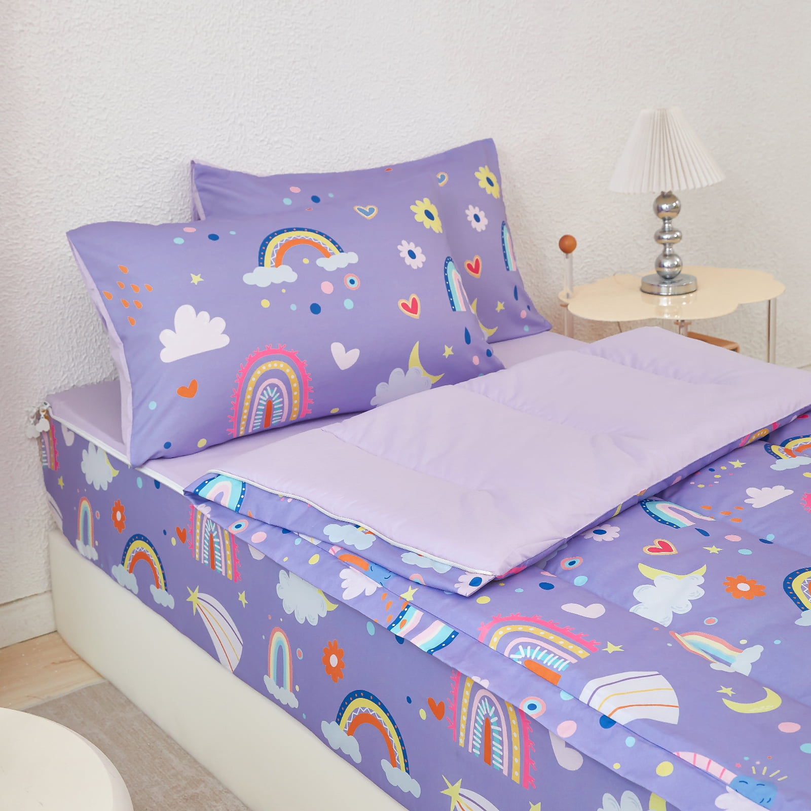 ZRNBAST Zipper Kids Comforter Set, 3-Piece Purple Twin Bed in a Bag ...