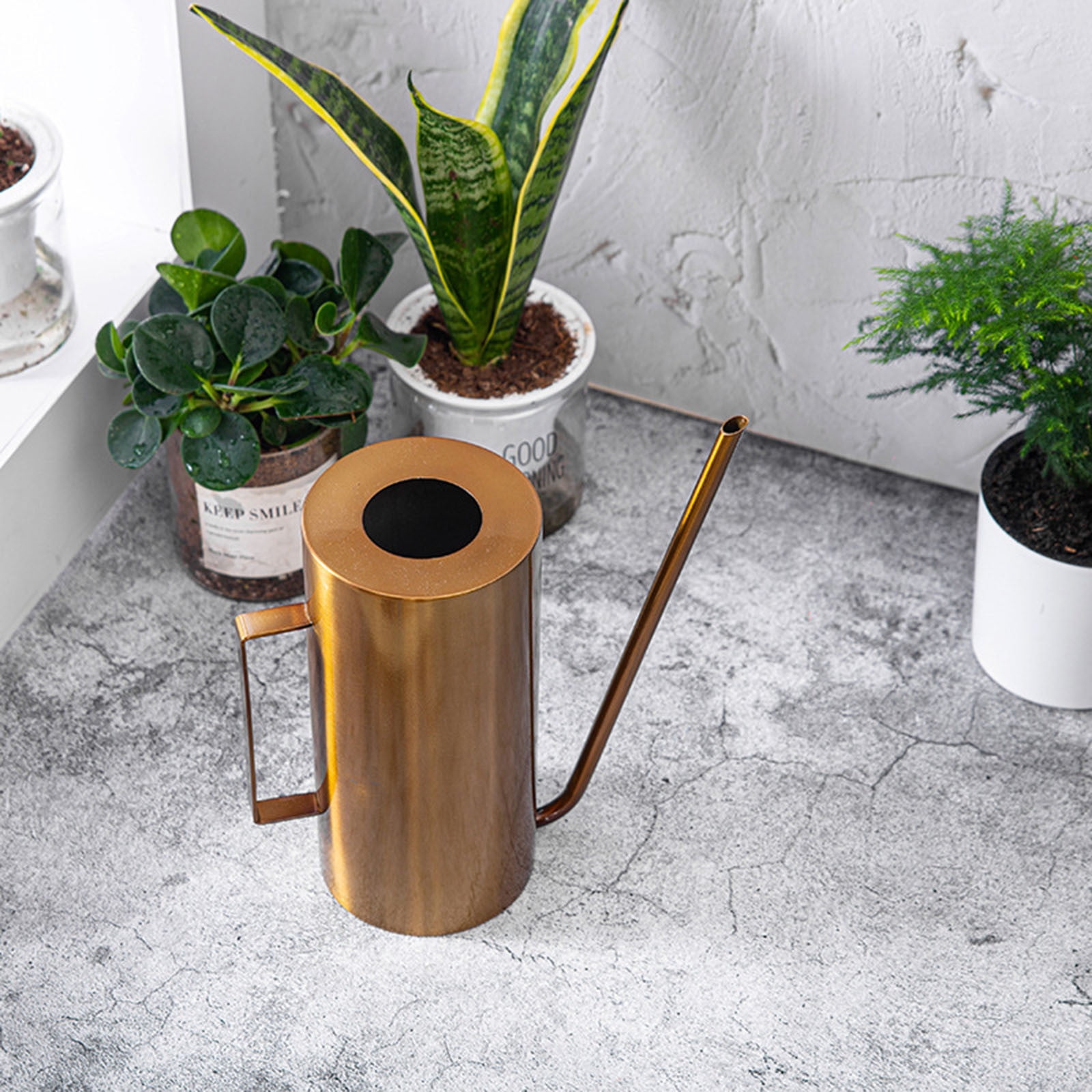 ZROBM Stainless Steel Watering Can - 1.5L Metal Watering Can With Long ...