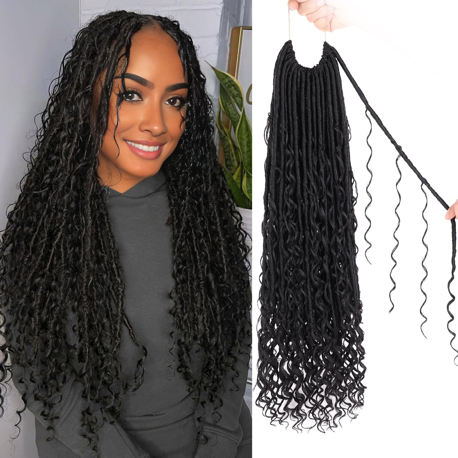 ZRQ 24 Inch Boho Faux Locs Crochet Hair 9 Packs 90Strands/Lot Goddess ...