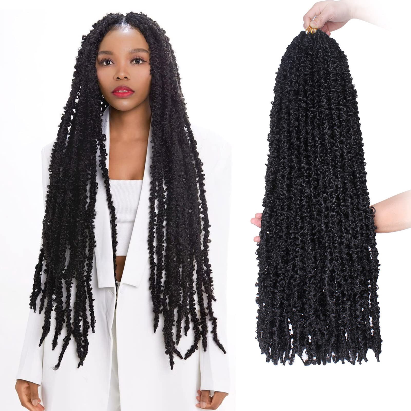 ZRQ 6 Packs Butterfly Locs Crochet Hair 24 Inch Black Distressed Locs ...